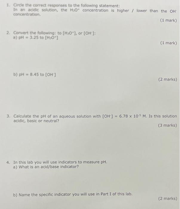 Solved 1. Circle the correct responses to the following | Chegg.com