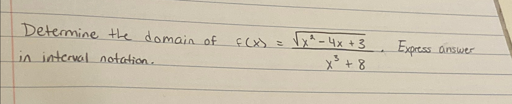 Solved Determine the domain of f(x)=x2-4x+32x3+8. ﻿Express | Chegg.com