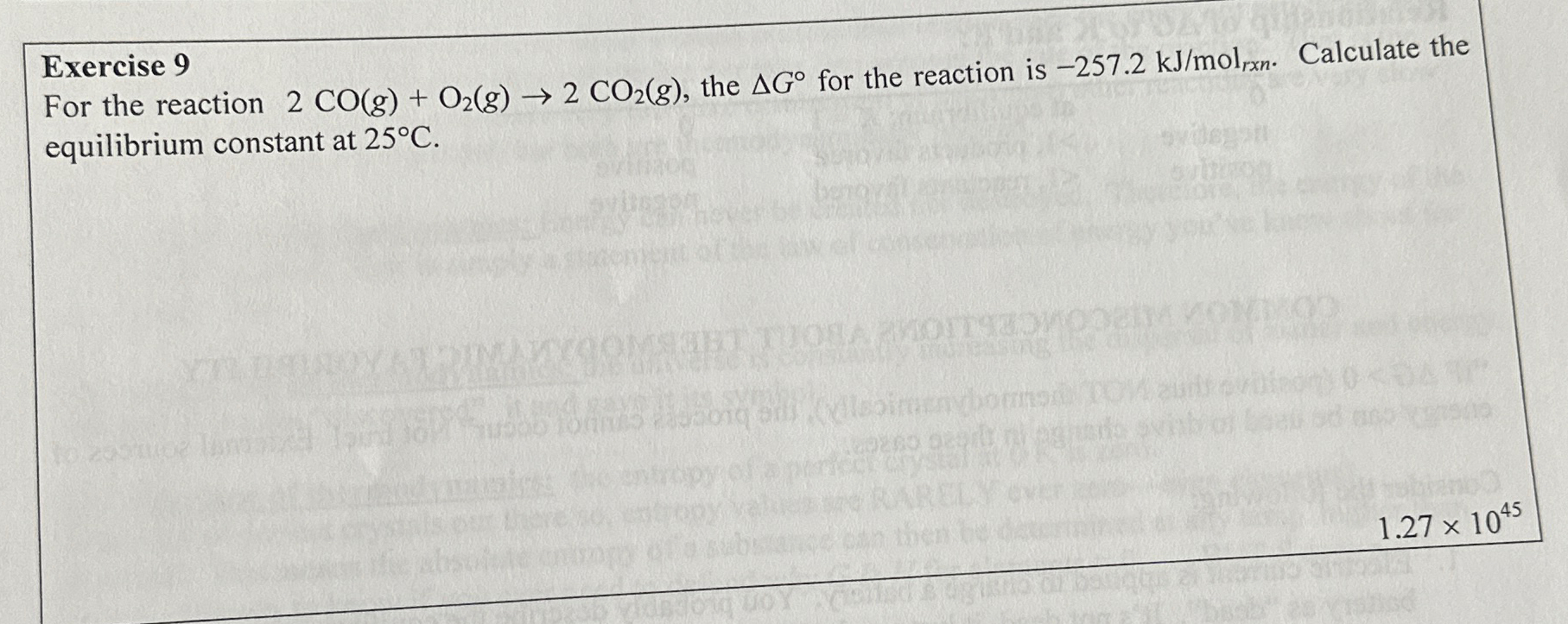 Solved Exercise 9For the reaction 2CO(g)+O2(g)→2CO2(g), ﻿the | Chegg.com
