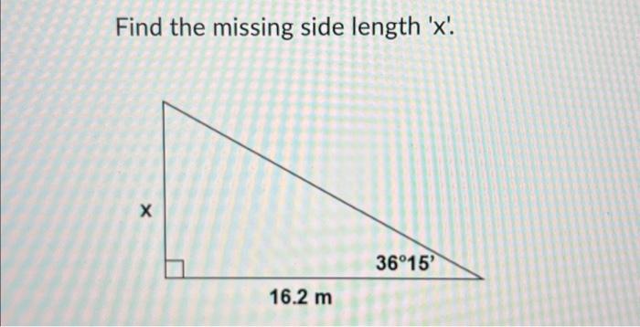 Solved Find the missing side length ' x '. | Chegg.com