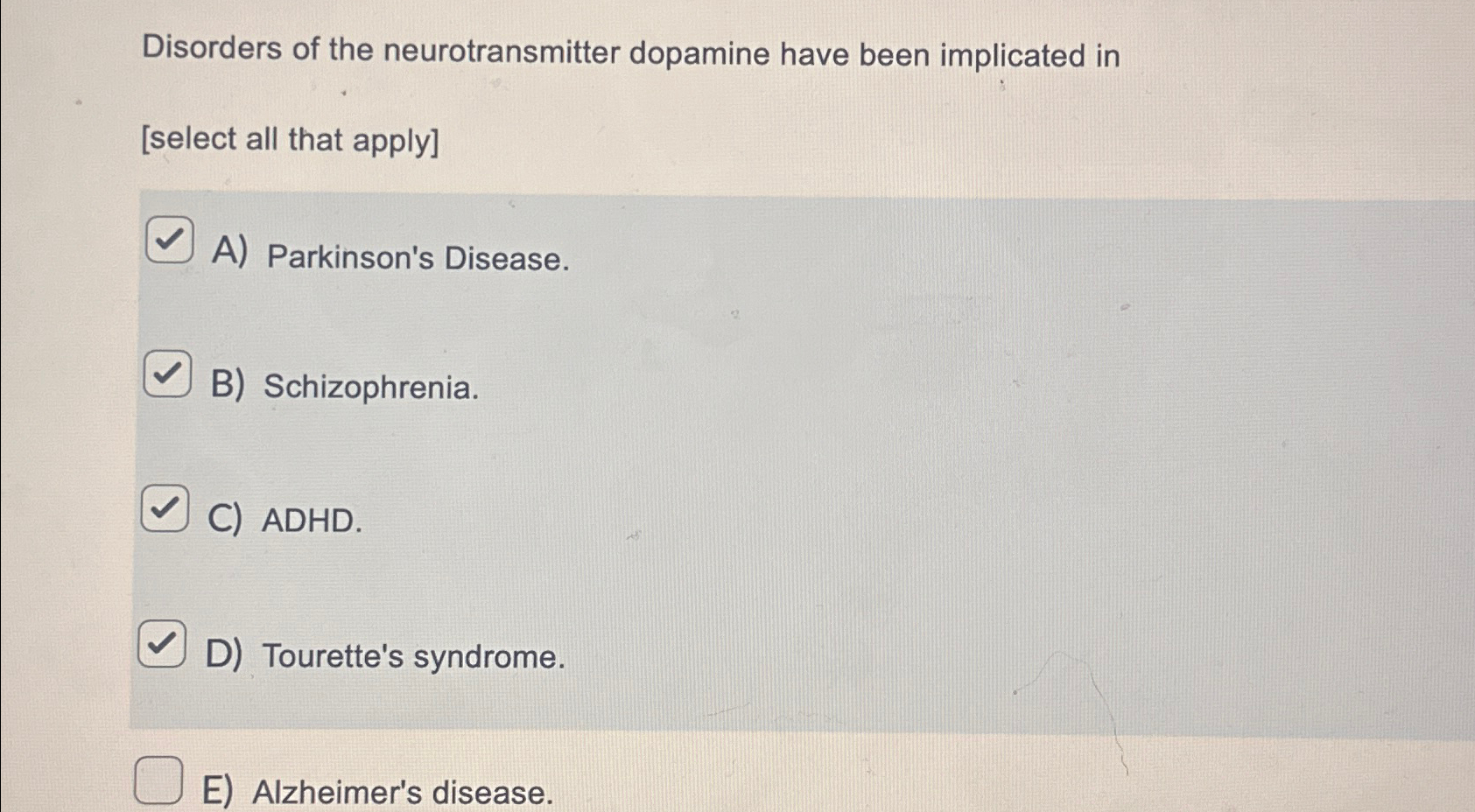Solved Disorders of the neurotransmitter dopamine have been | Chegg.com