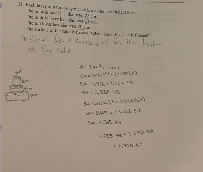 Solved =2π(16)2+(2)×(4)+(6)×(4)2) Total: 213.073) Each layer | Chegg.com