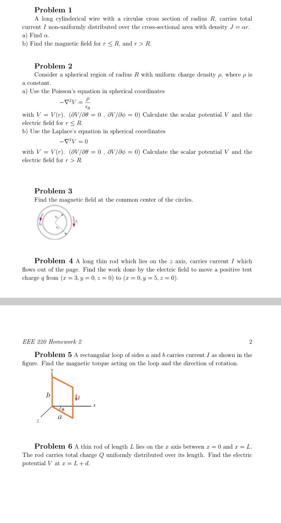 Solved Problem 1 A long cylinderical wire with a circular | Chegg.com
