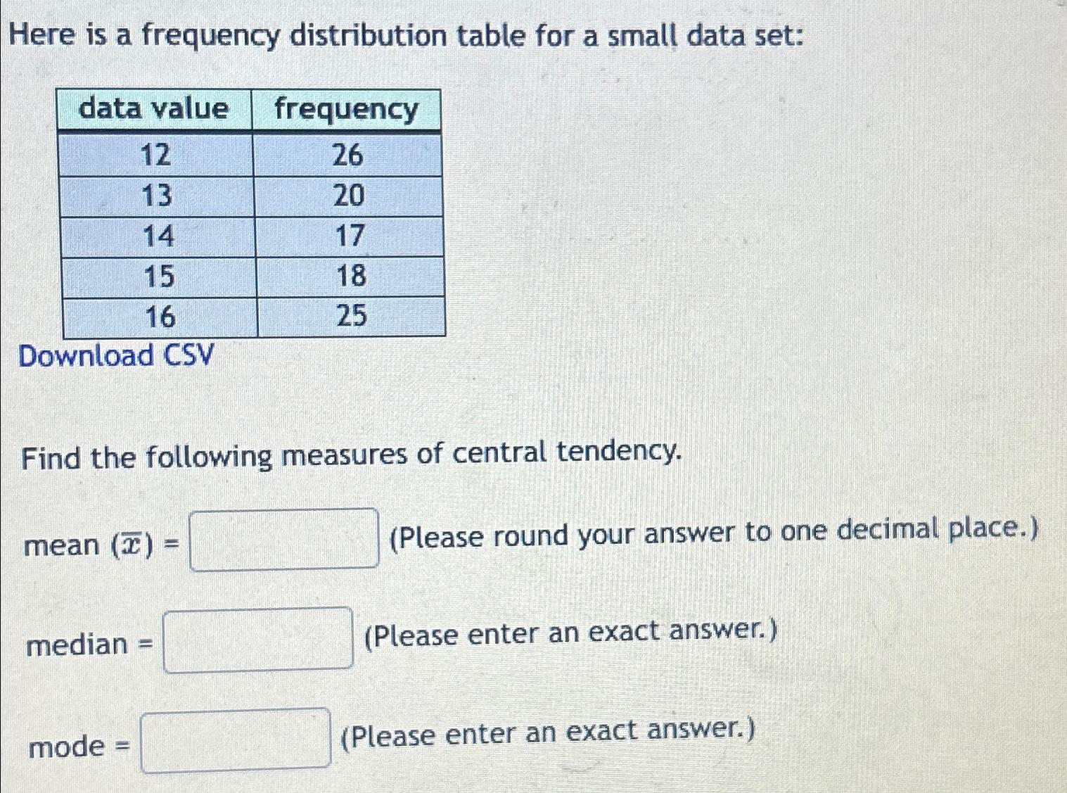 Solved Here is a frequency distribution table for a small | Chegg.com
