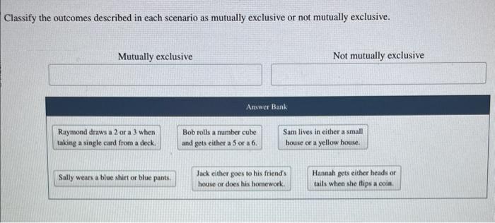 Solved Classify the outcomes described in each scenario as | Chegg.com