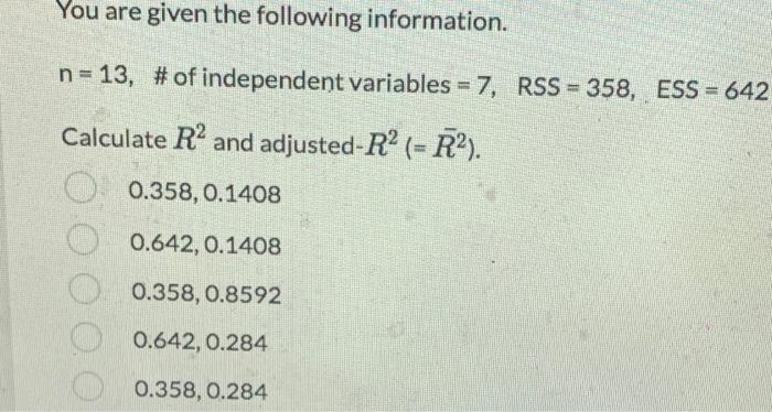 Solved You are given the following information. n=13,# of | Chegg.com