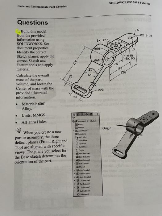 Solved SOLIDWORKS 2018 Tutorial Basic and Intermediate Part | Chegg.com