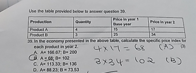 Solved Use the table provided below to answer question | Chegg.com
