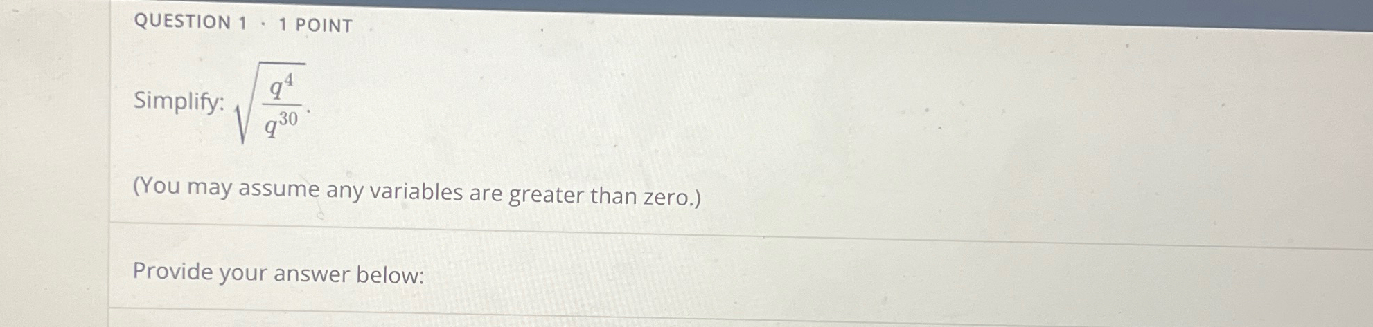 Solved QUESTION 1 - 1 POINTSimplify: q4q302.(You may assume | Chegg.com Solved QUESTION 1 - 1 POINTSimplify: q4q302.(You may assume | Chegg.com