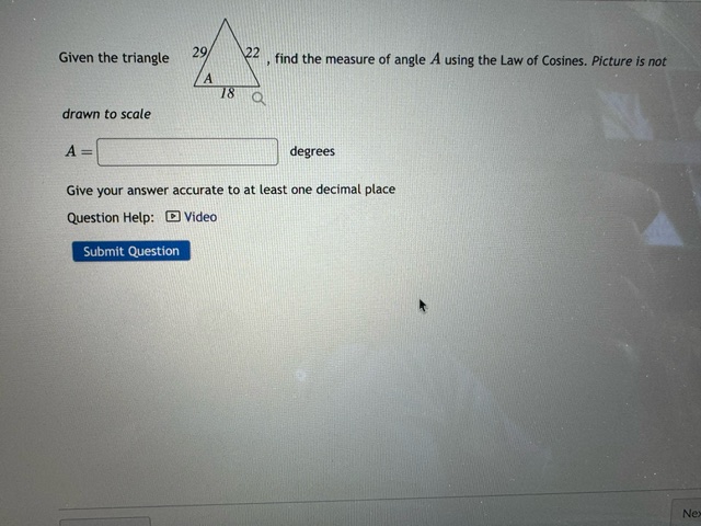 Solved Given the triangledrawn to scaleA=find the measure of | Chegg.com