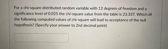 Solved For a chi-square distributed random variable with 12 | Chegg.com