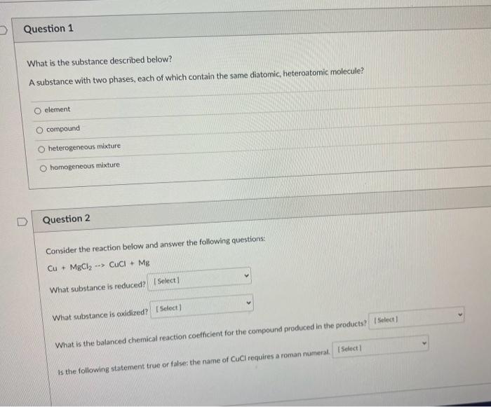 Solved element compound heterogeneous mixture homogeneous | Chegg.com