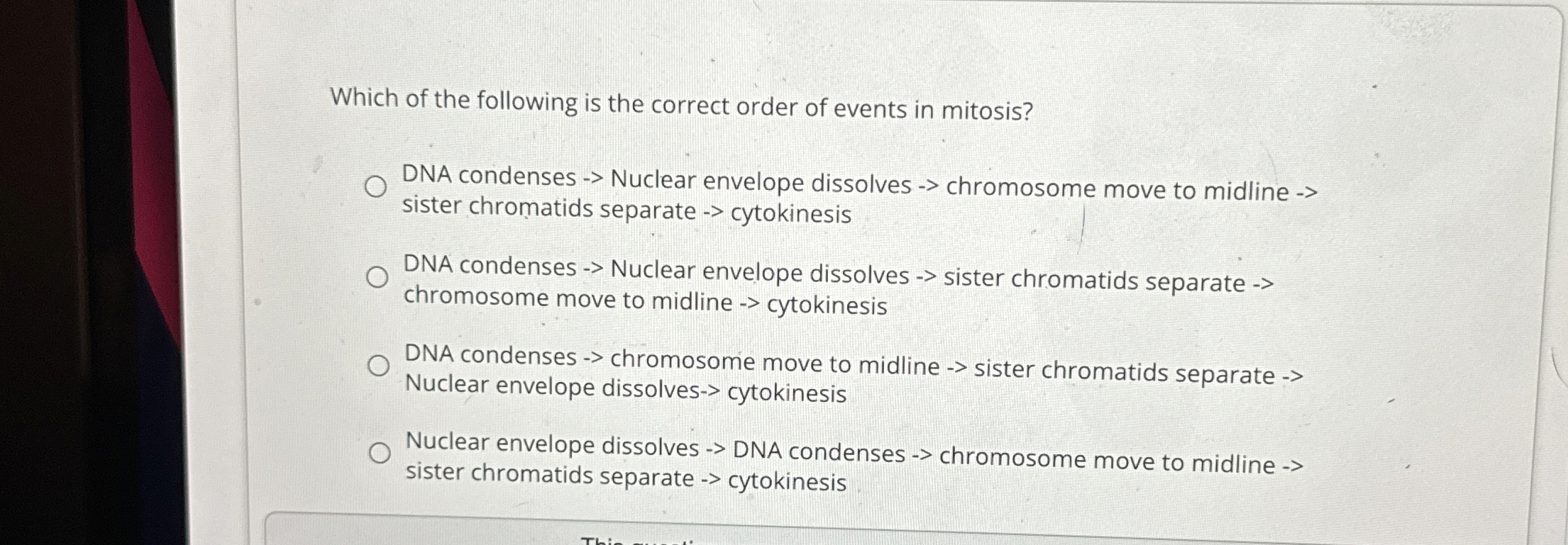 Solved Which of the following is the correct order of events | Chegg.com