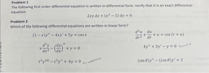 Solved problem 1 needed.if you can identify linear form on | Chegg.com