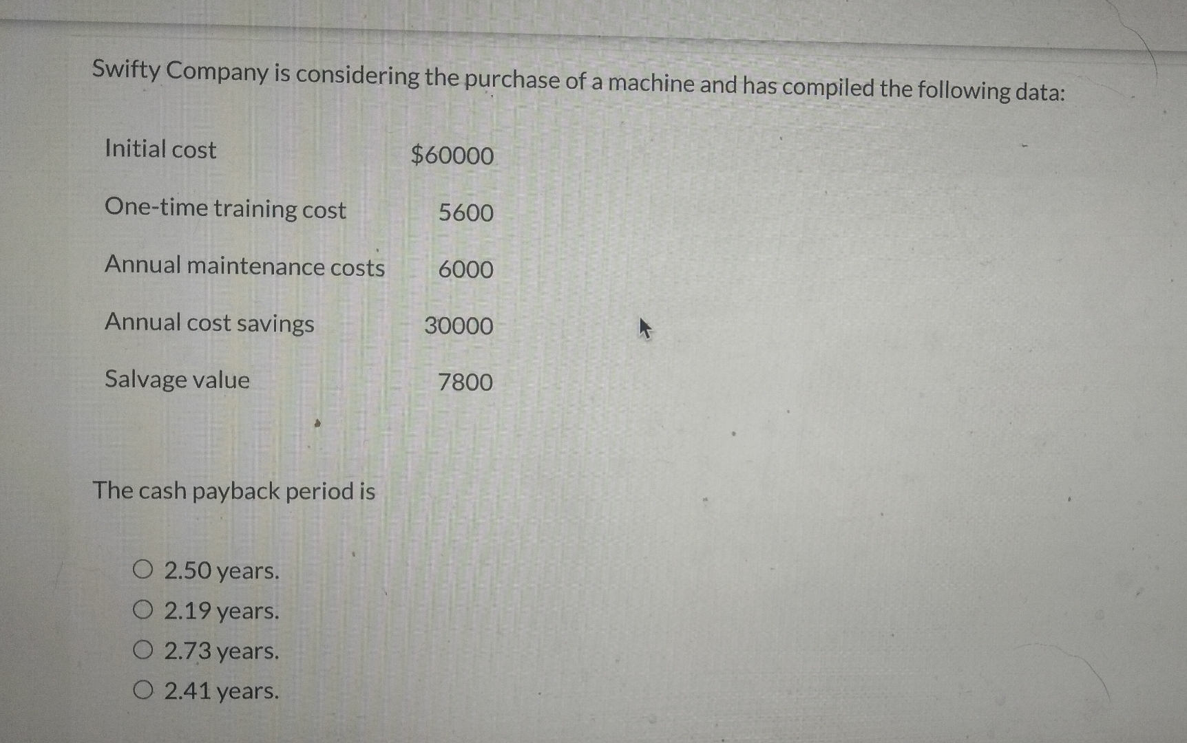 Solved Swifty Company is considering the purchase of a | Chegg.com