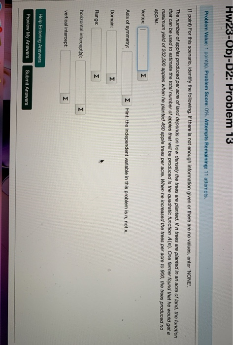 Solved Hw23-Obj-D2: Problem 13 Problem Value: 1 point(s). | Chegg.com