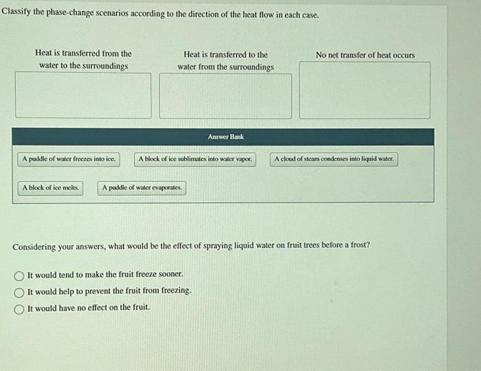 Solved Classify the phase-change scenarios according to the | Chegg.com