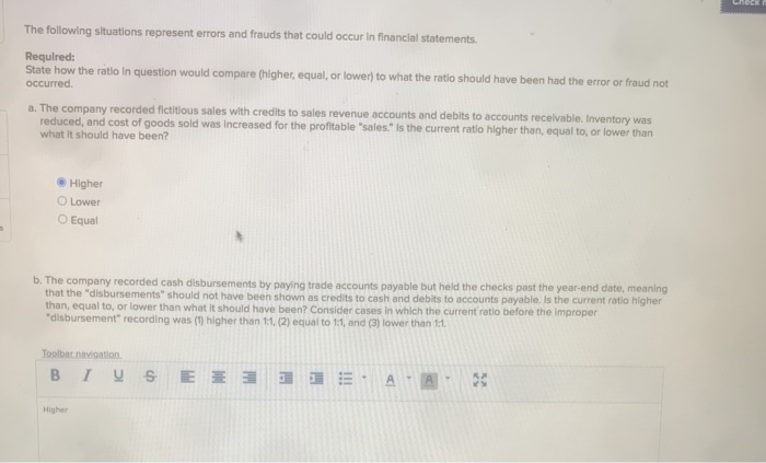 Solved The following situations represent errors and frauds | Chegg.com