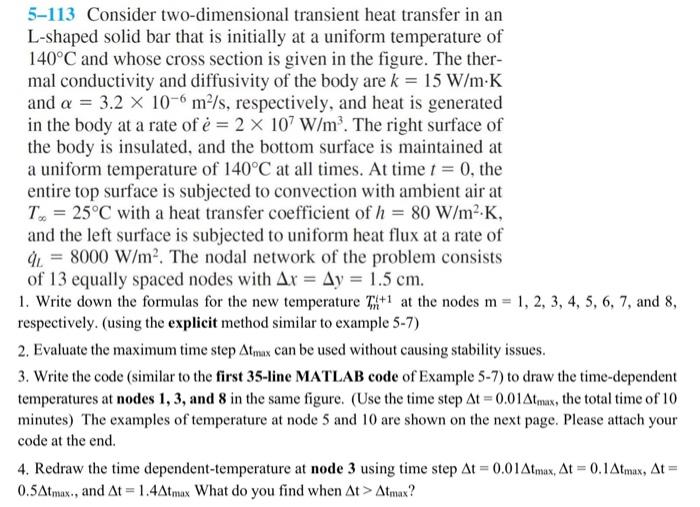 Solved 5-113 Consider two-dimensional transient heat | Chegg.com