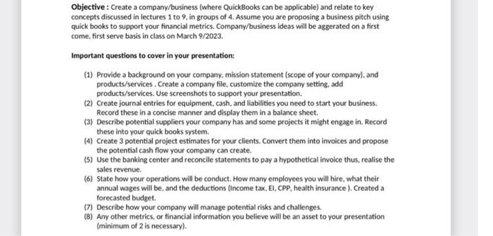 Solved Objective : Create a company/business (where | Chegg.com