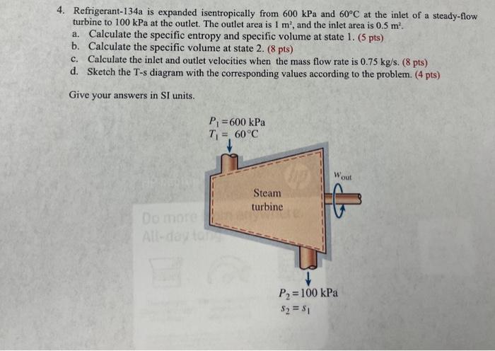 Solved 4. Refrigerant-134a is expanded isentropically from | Chegg.com