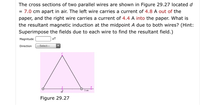 Solved The cross sections of two parallel wires are shown in | Chegg.com