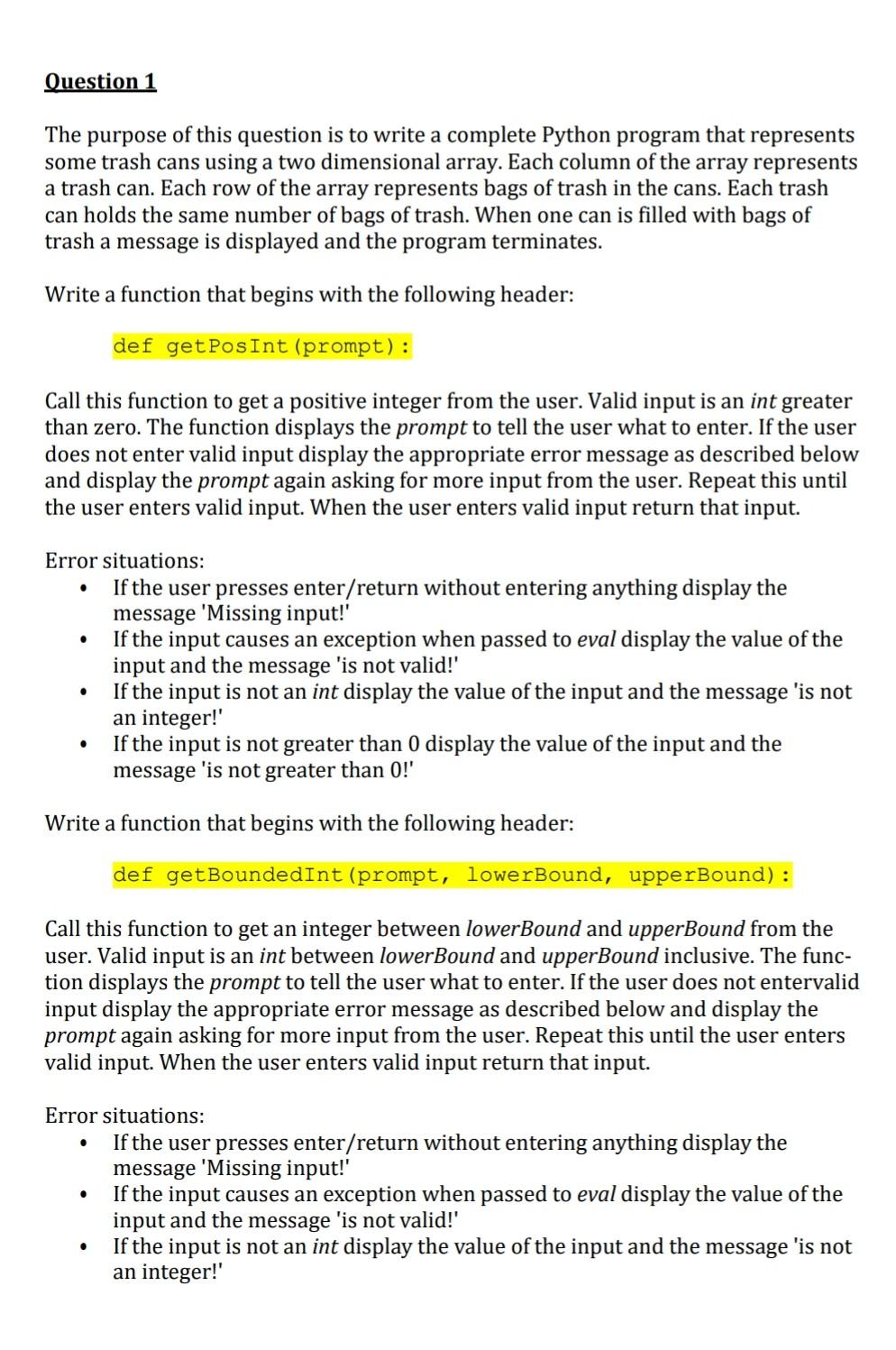 Solved Question 1 The purpose of this question is to write a | Chegg.com