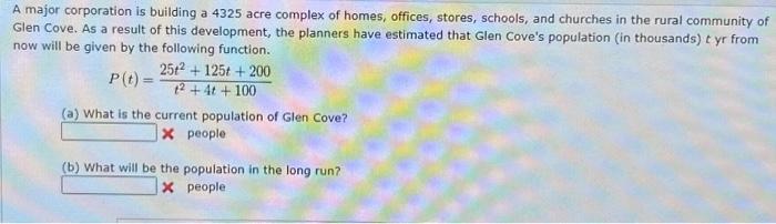 Solved A major corporation is building a 4325 acre complex | Chegg.com