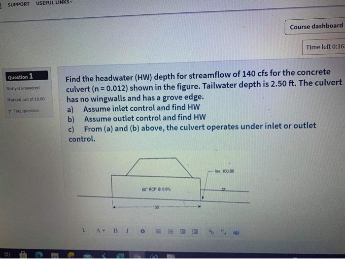 Solved Find the headwater (HW) depth for streamflow of 140 | Chegg.com