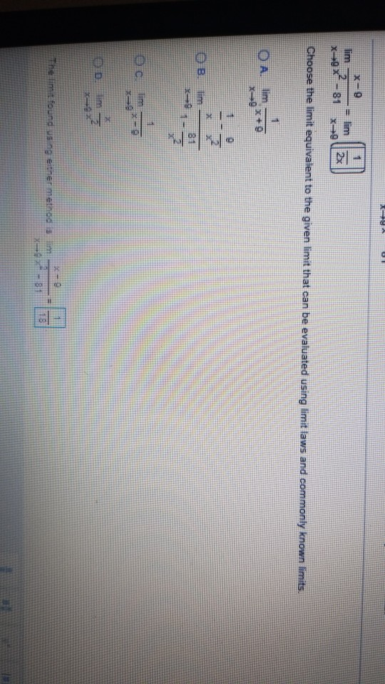 Solved Choose the limit equivalent to the given limit that | Chegg.com