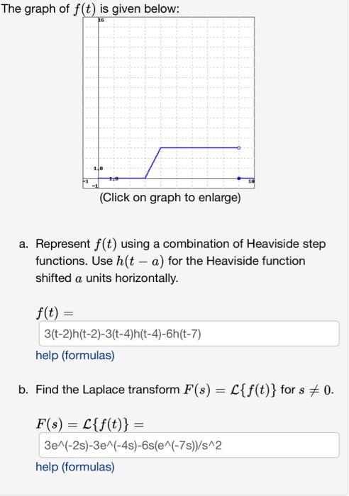 Solved The graph of f(t) is qiven below: a. Represent f(t) | Chegg.com