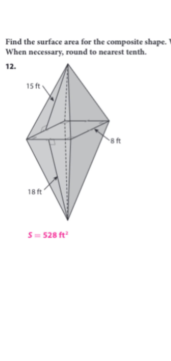 Solved Find the surface area for the composite shape. When | Chegg.com
