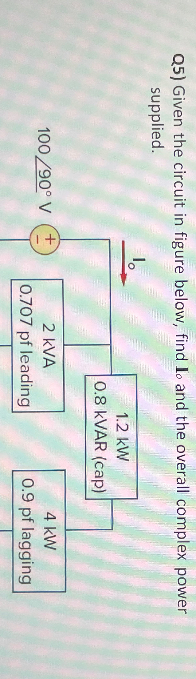 Solved Q5) ﻿Given the circuit in figure below, find I0 ﻿and | Chegg.com