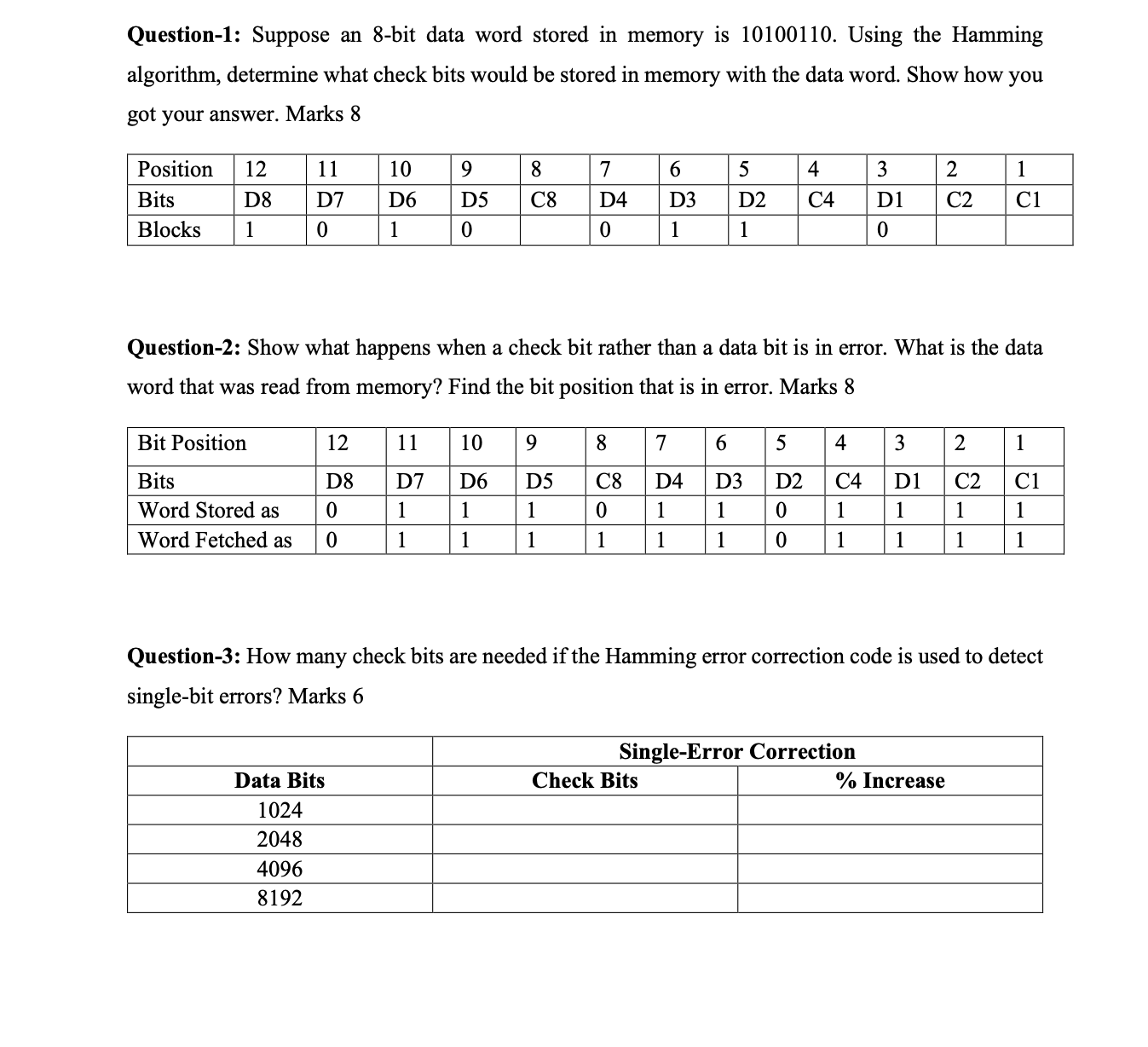 Solved Question 1 Suppose An 8 Bit Data Word Stored In 0936