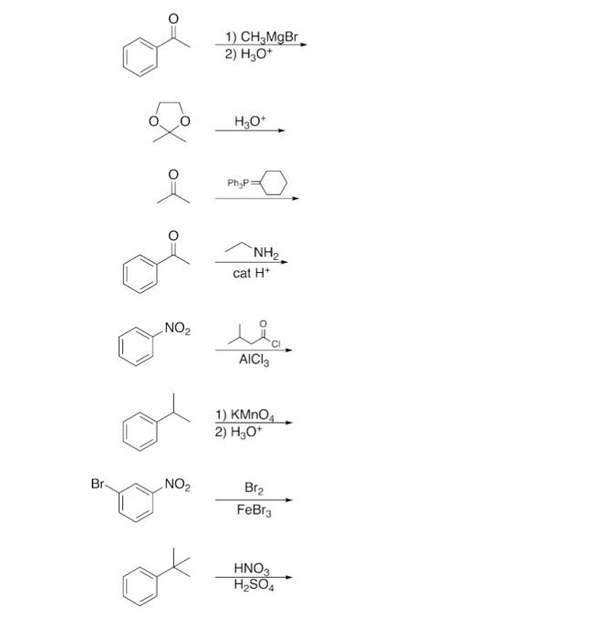 Solved 1) CH2MgBr 2) H30* Н,0* vo Phyp NH2 cat H+ NO2 lia | Chegg.com