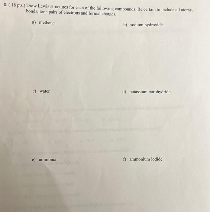 Solved 3. ( 18 pts.) Draw Lewis structures for each of the | Chegg.com