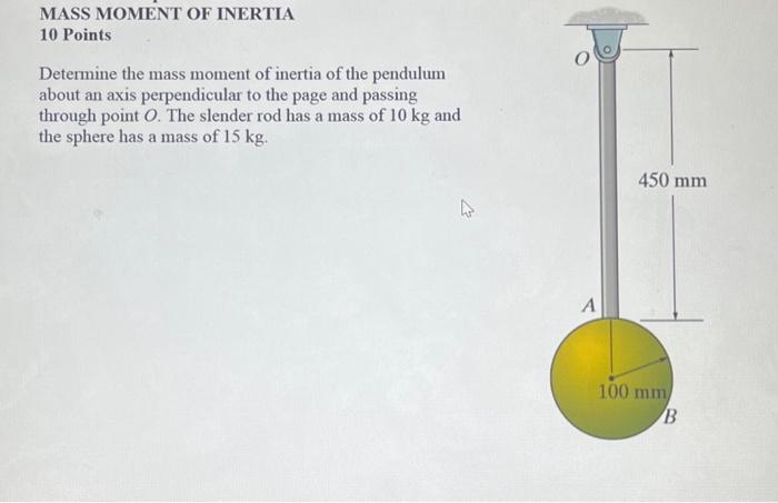 Solved MASS MOMENT OF INERTIA 10 Points Determine the mass | Chegg.com
