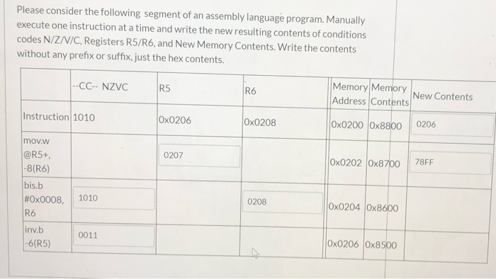 Solved Please Consider The Following Segment Of An Assembly