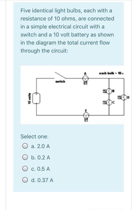 Solved Five identical light bulbs, each with a resistance of | Chegg.com