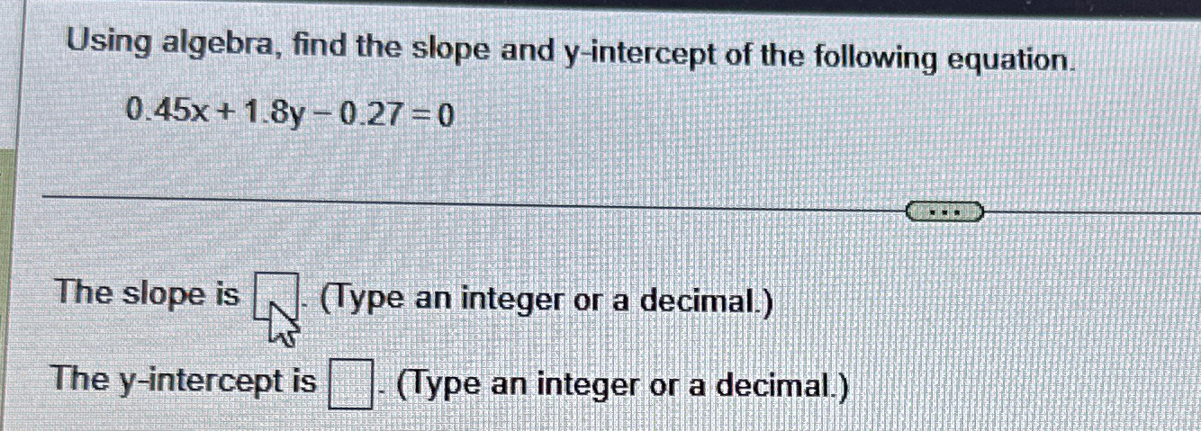 Solved Using algebra, find the slope and y-intercept of the | Chegg.com
