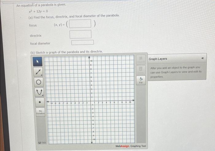 Solved An equation of a parabola is glven. x2+12y=0 (a) Find | Chegg.com