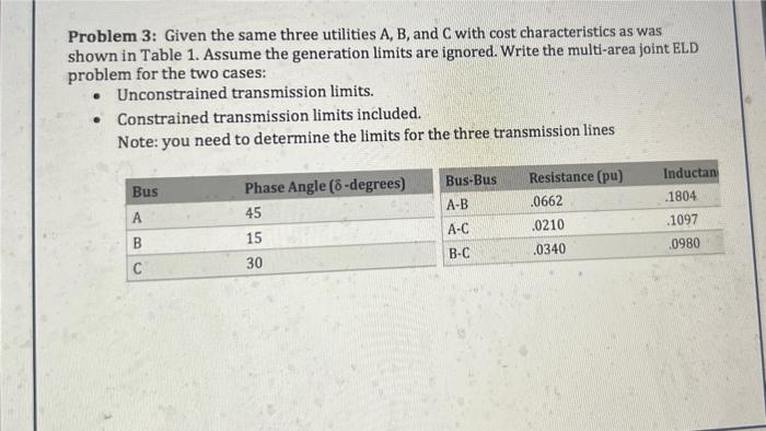 Solved Problem 3: Given the same three utilities A, B, and C | Chegg.com