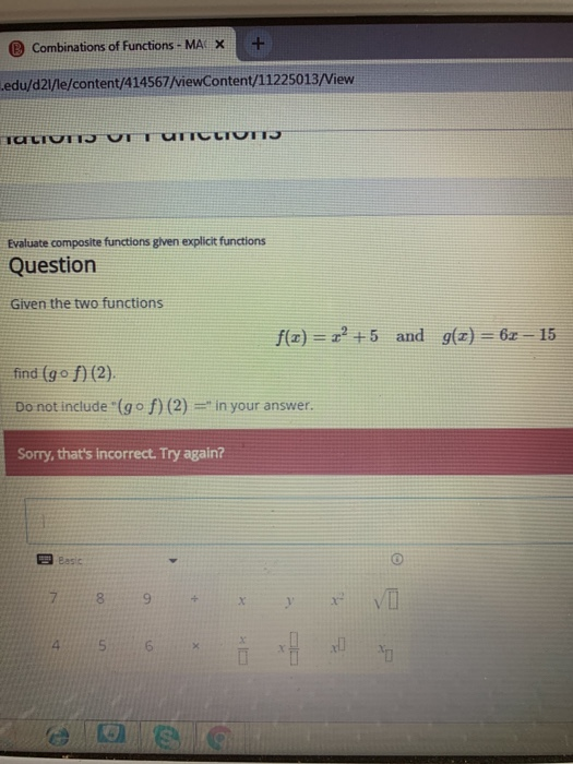 Solved x Combinations of functions - MAX | Chegg.com