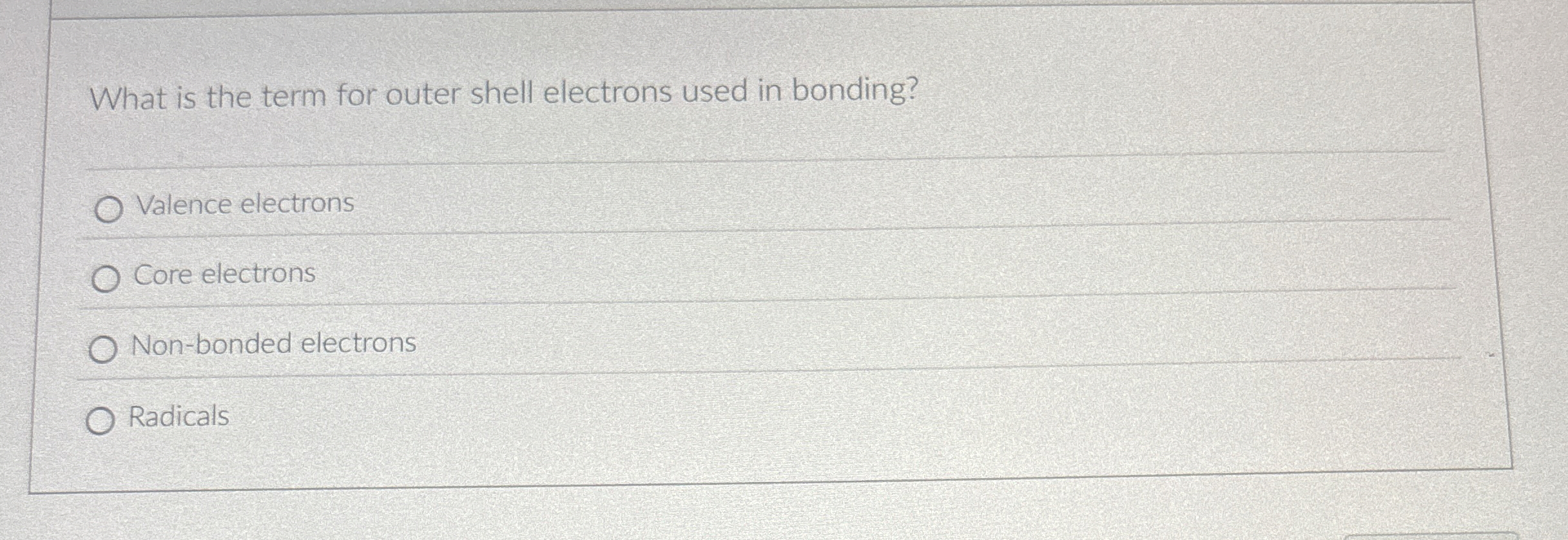 Solved What is the term for outer shell electrons used in | Chegg.com