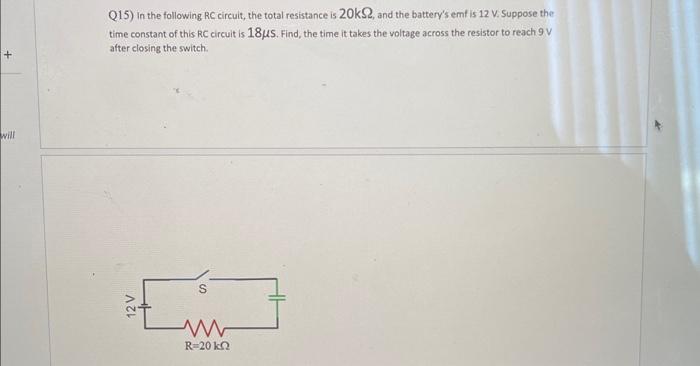 Solved Q15) In the following RC circuit, the total | Chegg.com