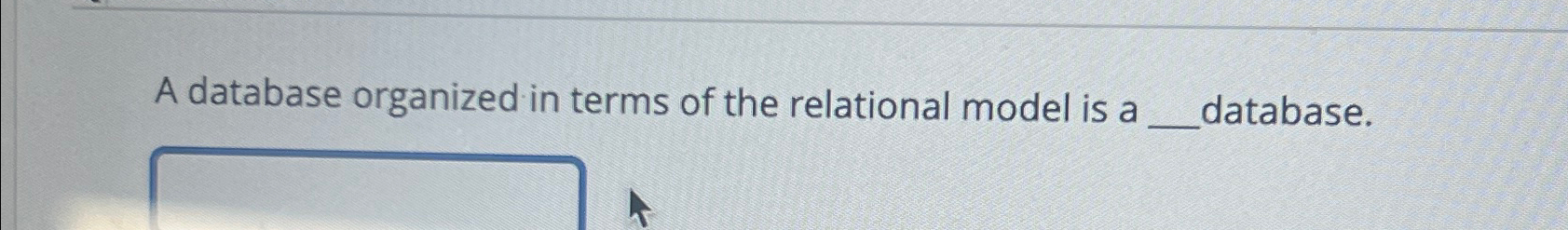 Solved A database organized in terms of the relational model | Chegg.com