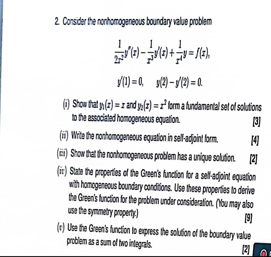 Solved 2 Consider the nonhomogeneous boundary value problem | Chegg.com