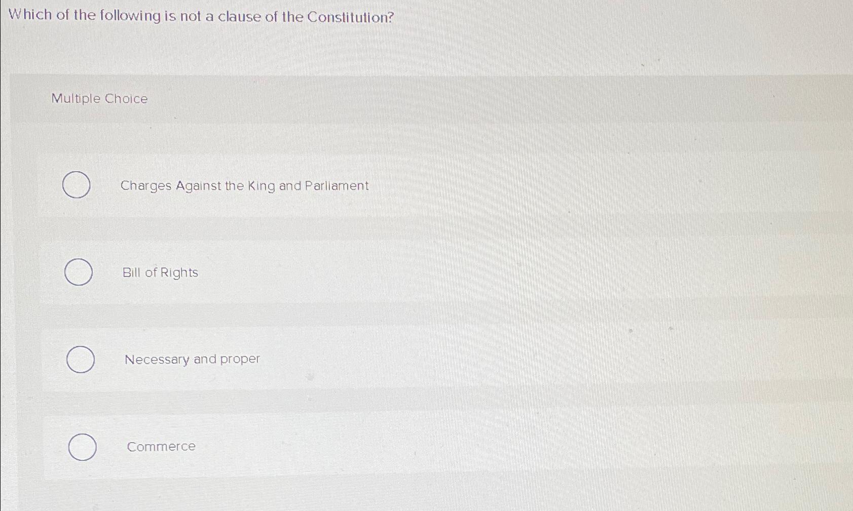 Solved Which of the following is not a clause of the | Chegg.com