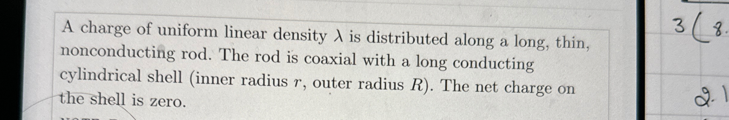 Solved A charge of uniform linear density λ ﻿is distributed | Chegg.com