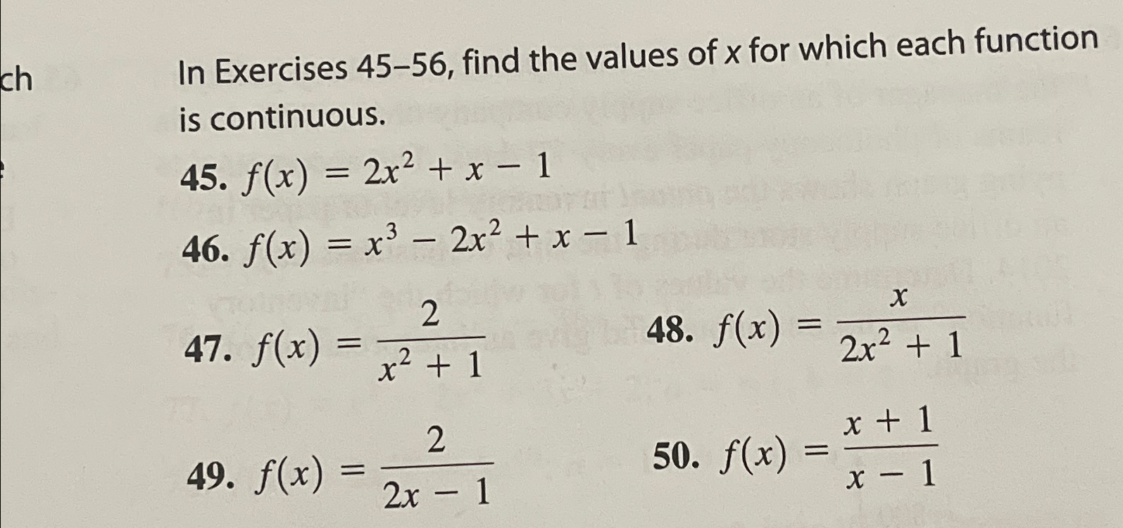 Solved In Exercises 45-56, ﻿find the values of x ﻿for which | Chegg.com